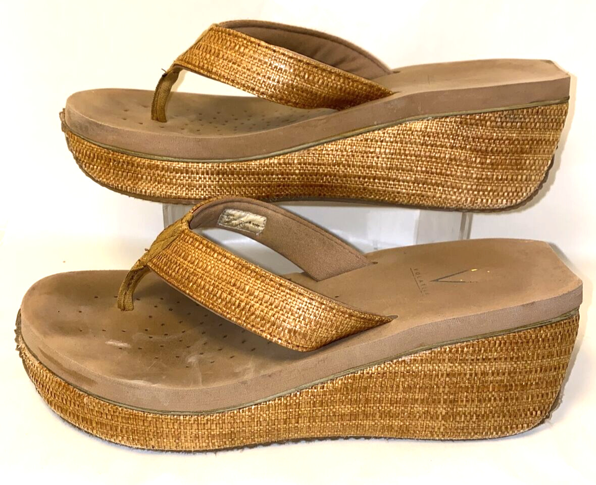 Volatile BAHAMA Platform Wedge Sandals Size 9 Tan *H - Gem