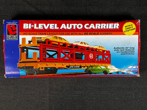 Life-Like HO Scale BI-LEVEL AUTO CARRIER with 4 Chevy Citations Train ...