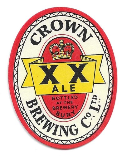 Beer Label: Crown Brewing Co., Bury, XX Ale 72mm tall | eBay UK