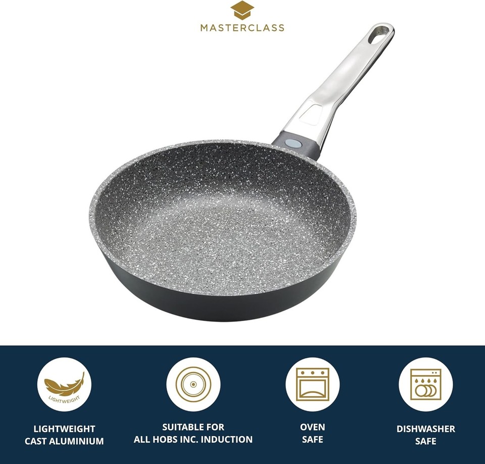 MasterClass Cast Aluminium Induction-Safe Non-Stick Frying Pan, 20 cm ...