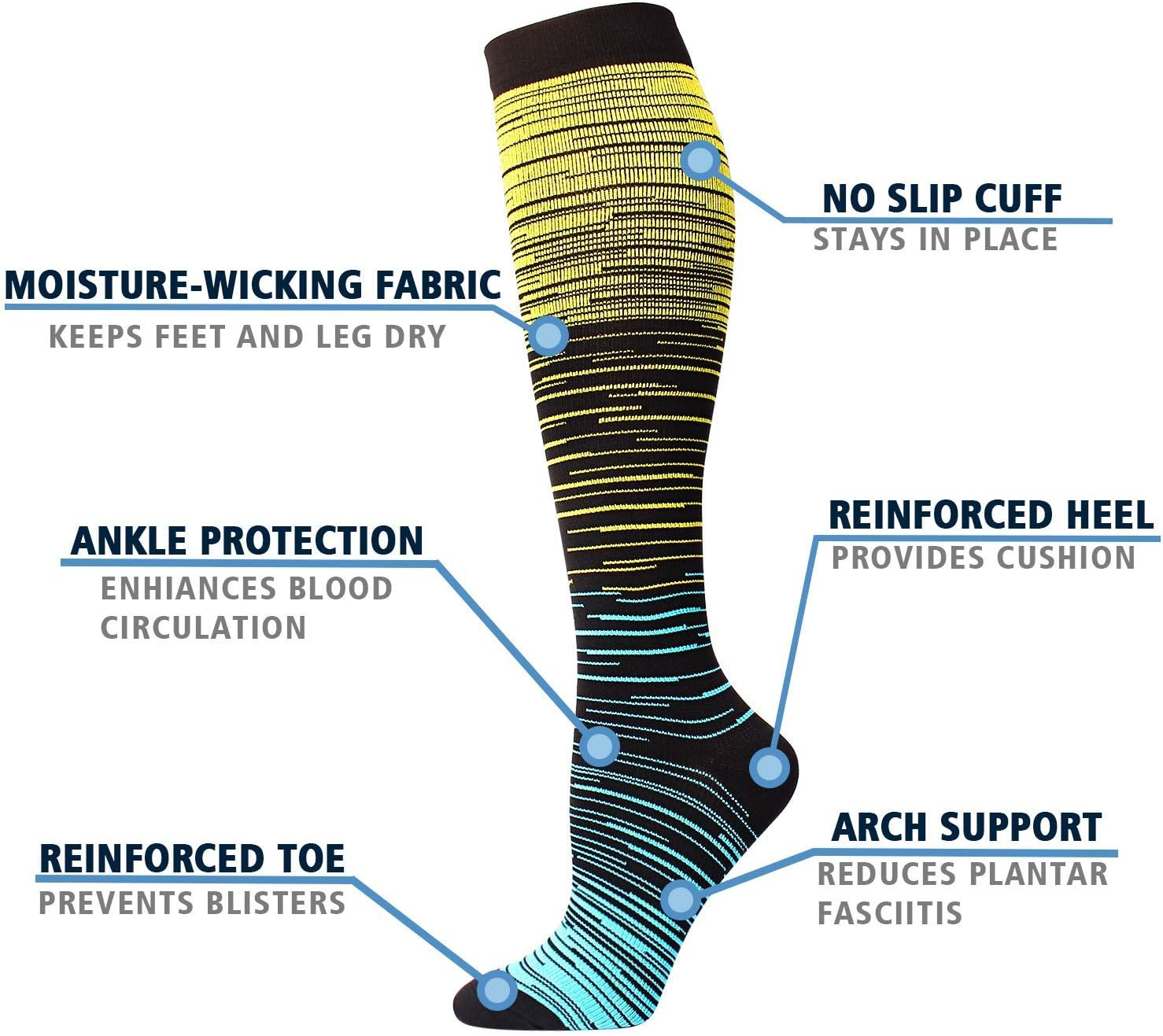 Double Couple 5 Pairs Wide Calf Compression Socks for Men Women Extra ...