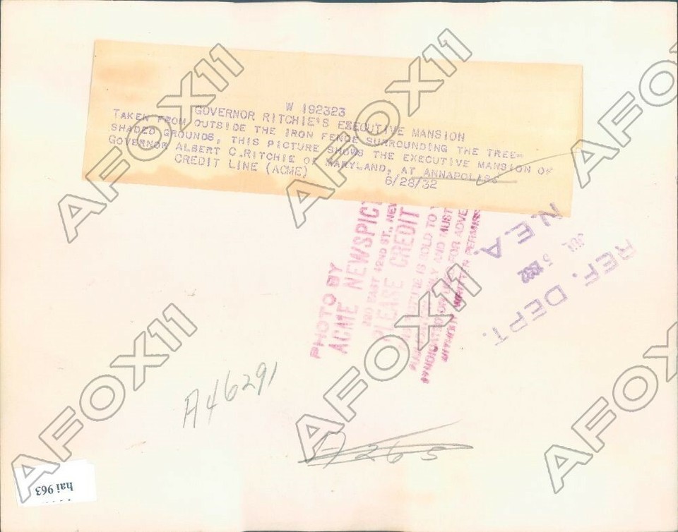 1932 Annapolis Maryland Governor Albert Ritchie Executive Mansion Press ...