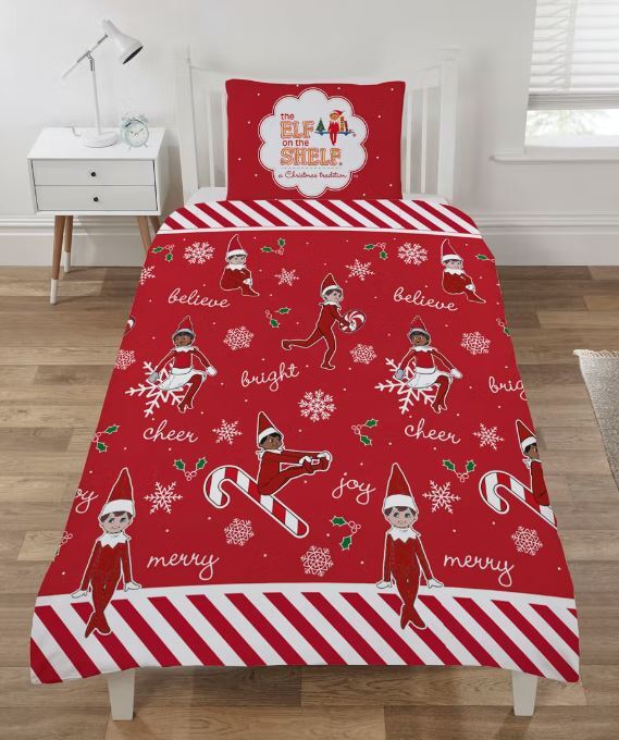 CHRISTMAS REVERSIBLE DUVET COVER SET QUILT XMAS BEDDING SINGLE DOUBLE ...