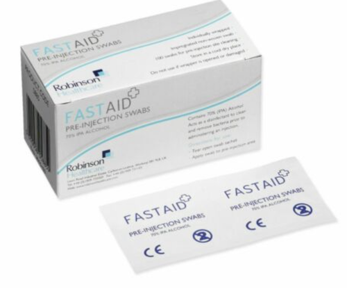 Fastaid - Pre Injection IPA Alcohol Swabs - Antiseptic Wipes 70% ...