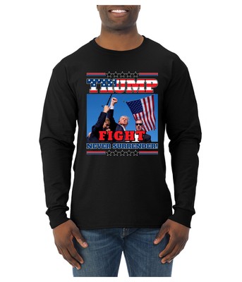 Trump 2024 Fight Never Surrender MAGA Bullet Proof Shot USA Men Long ...