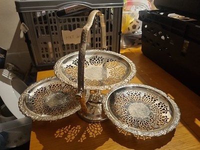 Vintage Queen Anne Silver Plated 3 Tier Cake Sandwich Snack Stand | eBay UK