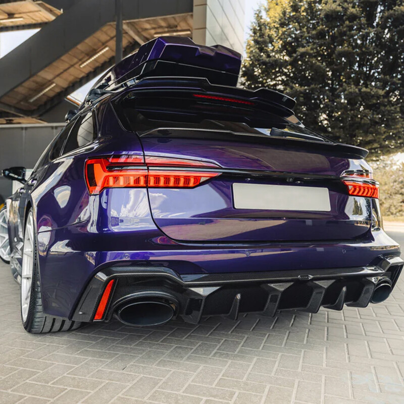 For Audi A6 Avant RS6 C8 19+ DRY CARBON FIBER Rear Trunk Middle Spoiler ...