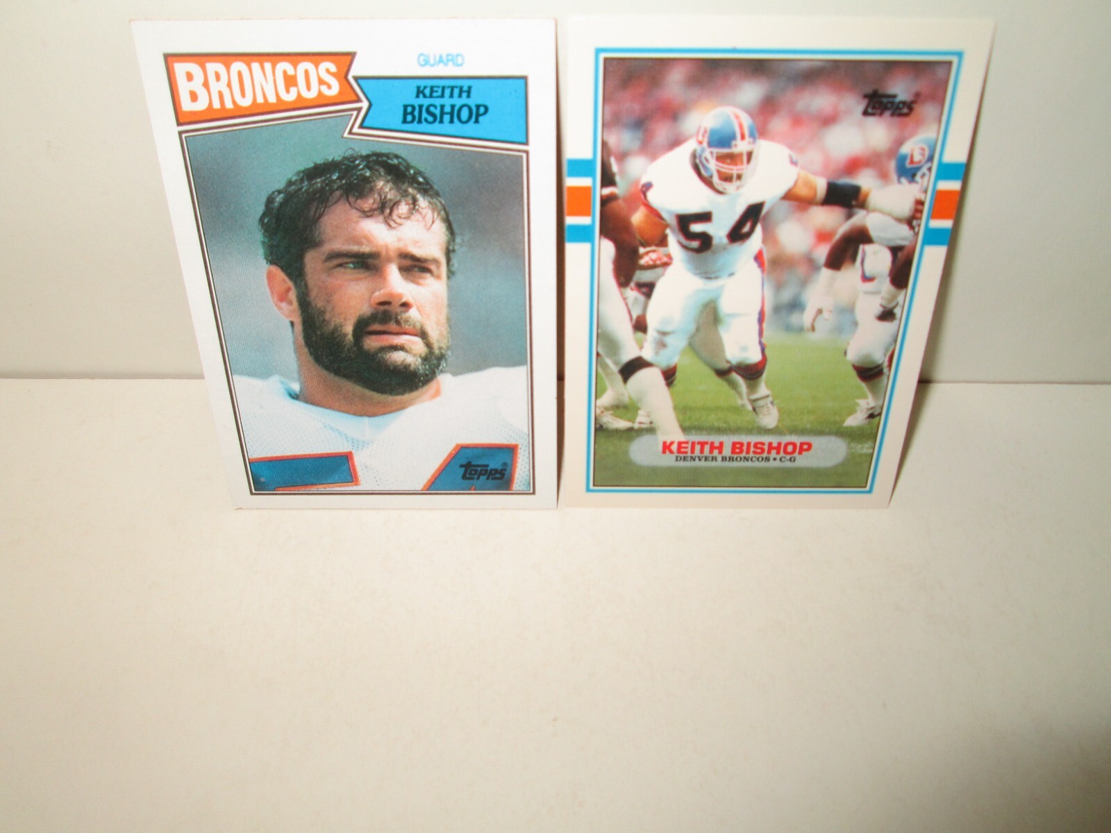 LOT OF 2 KEITH BISHOP 1980s Cards Rookie #37 8T DENVER BRONCOS Baylor ...