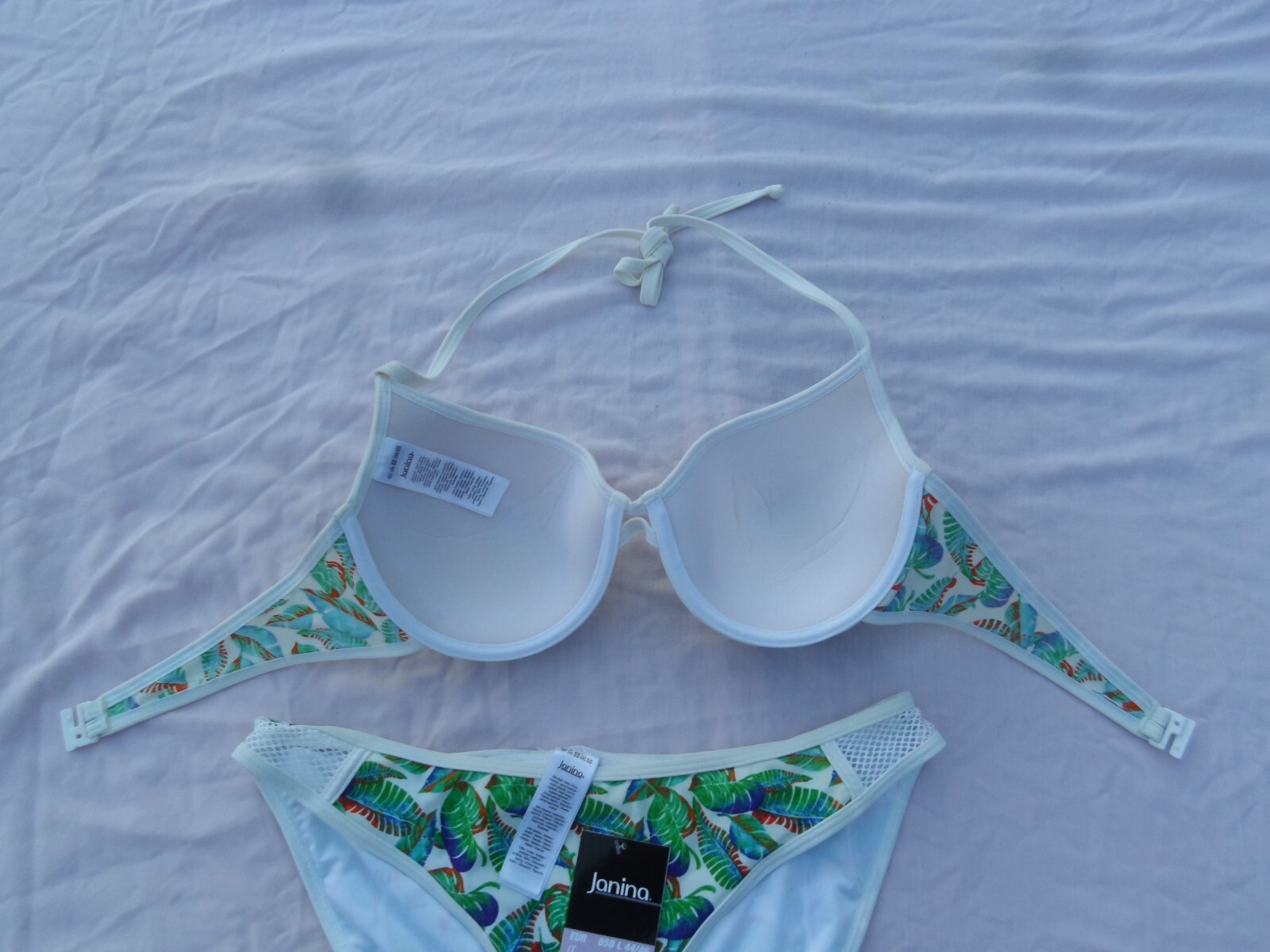 Bikini Janina Push up 85B L 44/46 Weiß/Grün gemustert Neu! | eBay
