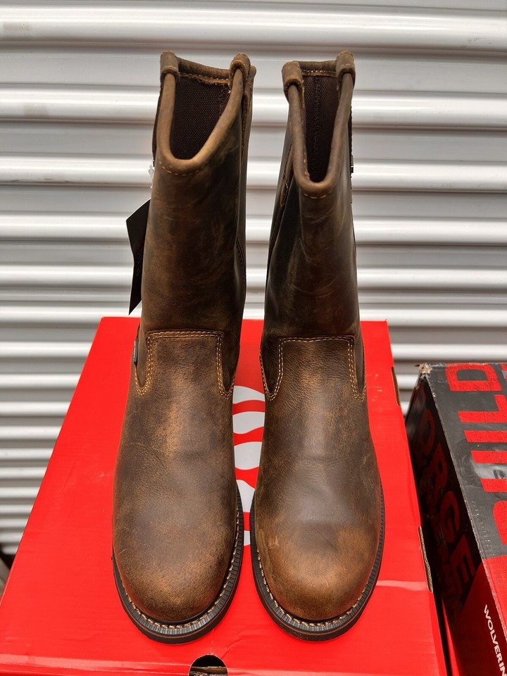 Wolverine Brek Wellington Waterproof Leather Work Boots Steel Toe 11.5 ...