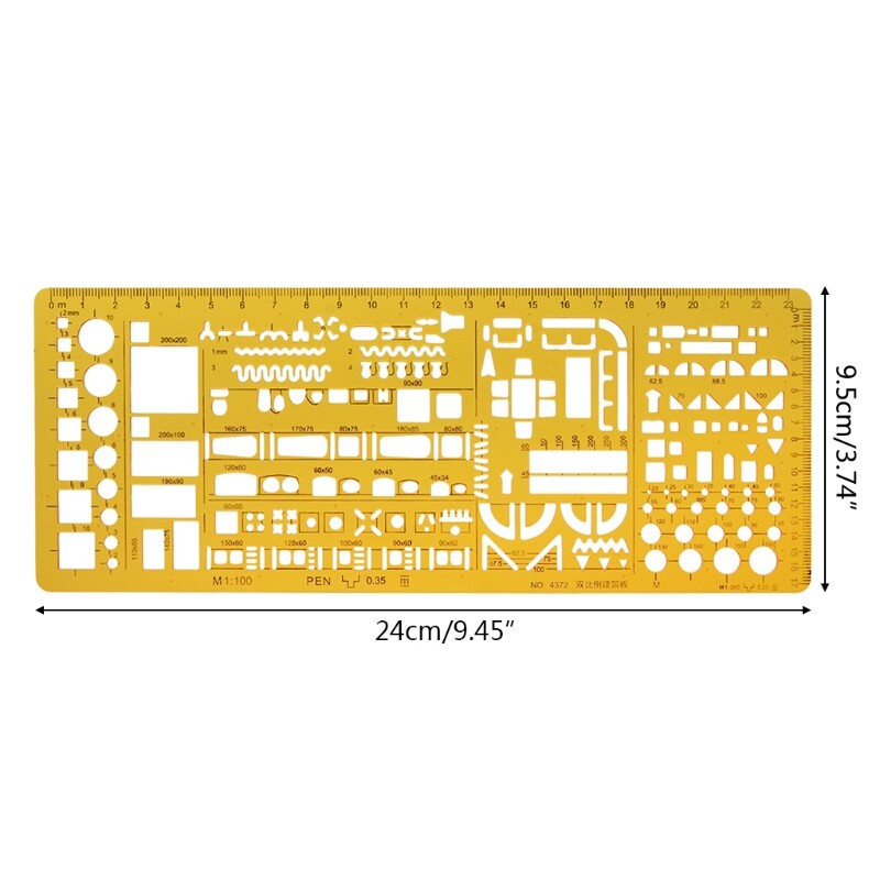 Professional Architectural Template Ruler Drawing Stencil Measuring ...