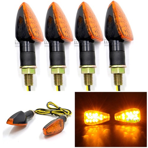 4 x Universal LED Motorcycle Bike Amber Turn Signal Light Indicator ...