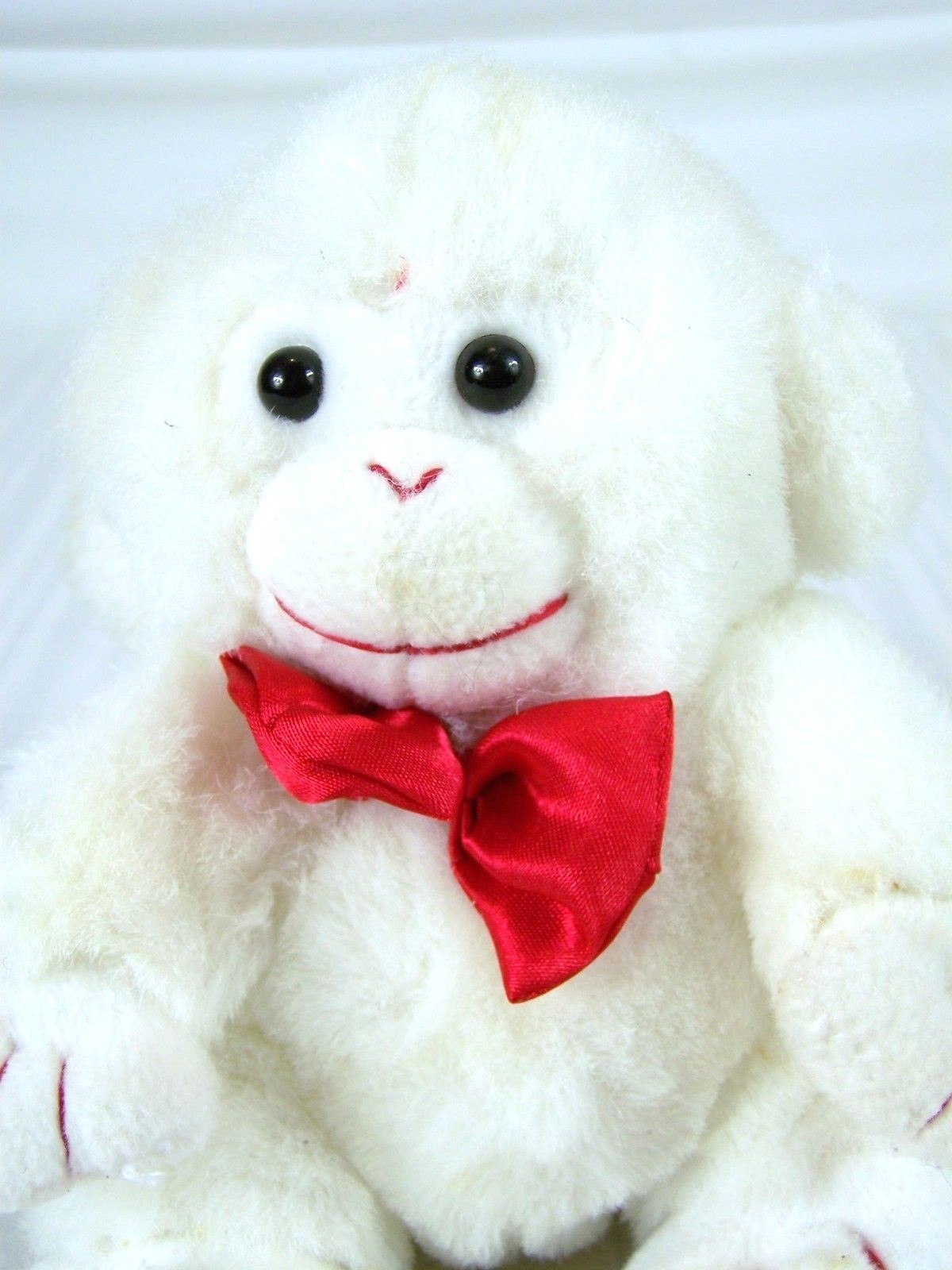 Gallery Stuffed Plush Animal Monkey White Red | eBay