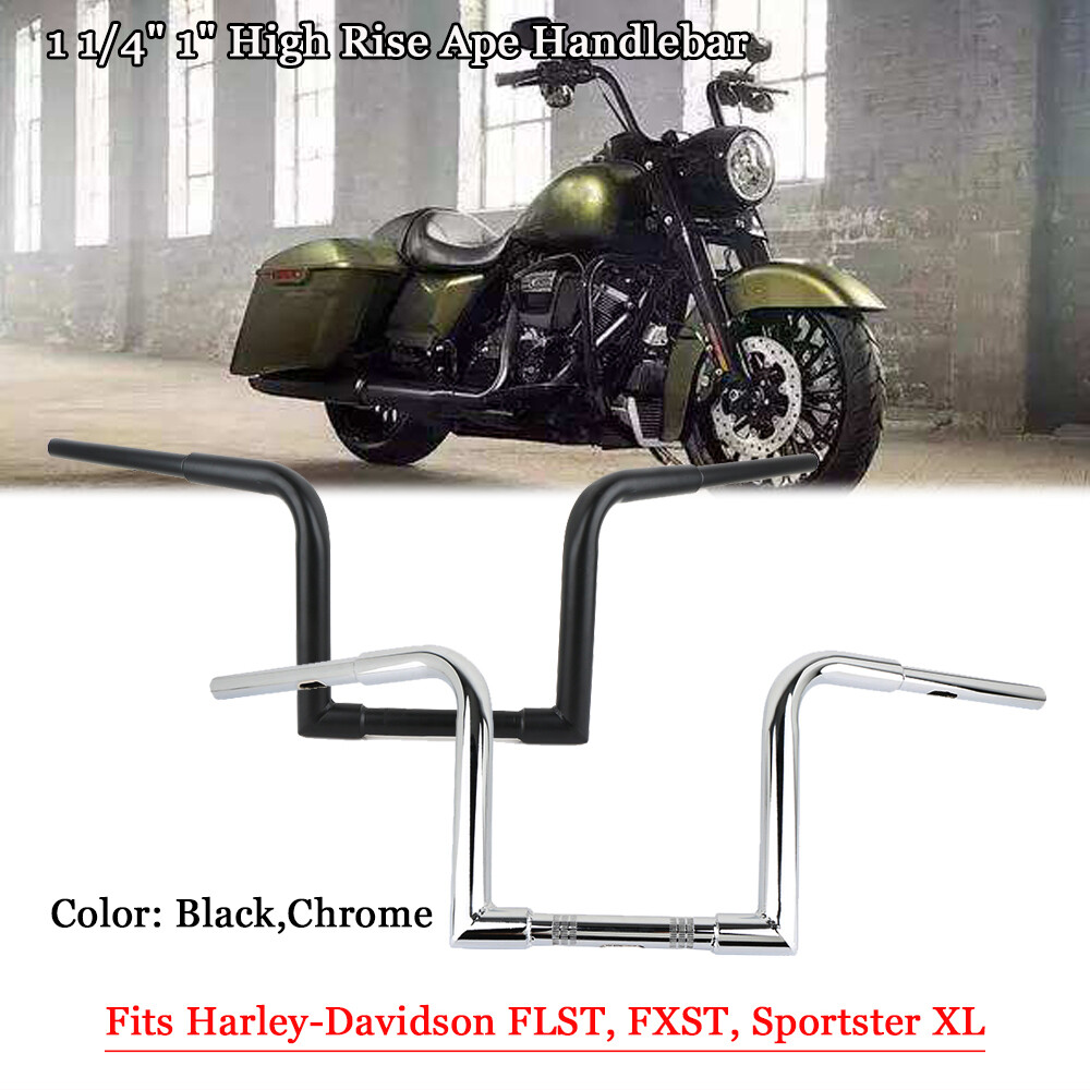 10 Inch Mini Ape Hangers On Sportster TCMT Black 1 1/4" Frisco Ape