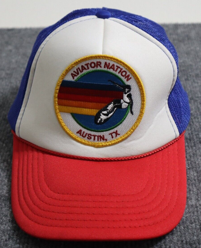 Aviator Nation Hat Adult White Blue Red Austin Texas Trucker Baseball ...