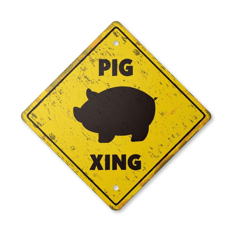 Pig Vintage Crossing Sign Zone Xing | Indoor/Outdoor Plastic | 14" Tall ...