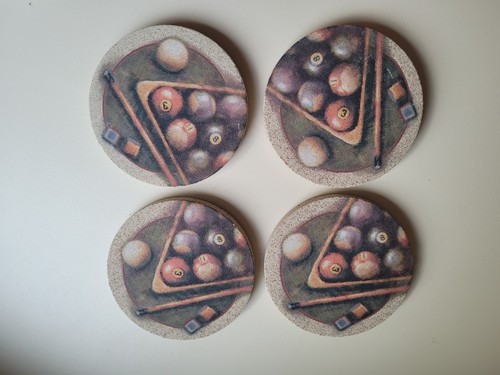 Thirstystone Stoneware Nostalgic Billiard Coasters Pool Table Man Cave ...