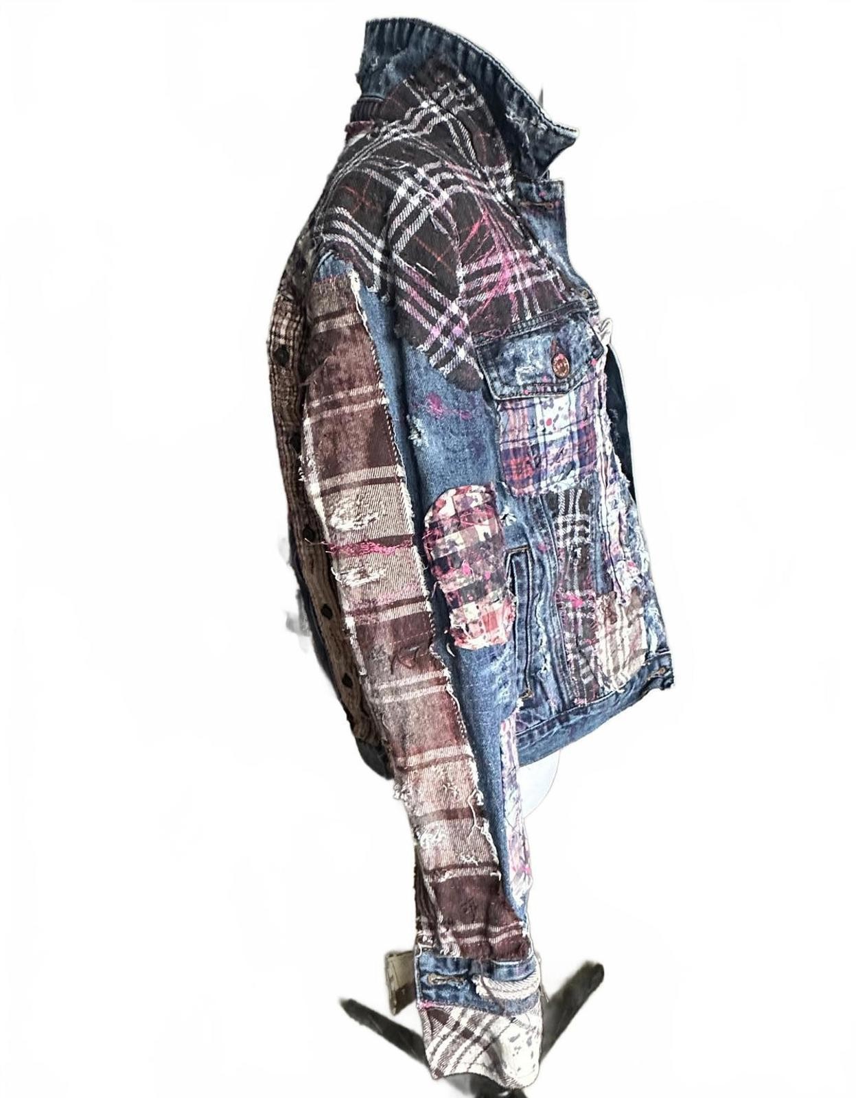 One of a Kind Patchwork Denim Jacket | Upcycled Artwear | Grunge Punk ...