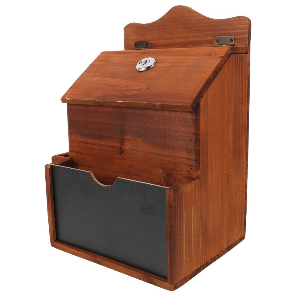 Retro Style Wooden Suggestion Box With Lock For Donation And Voting Use ...