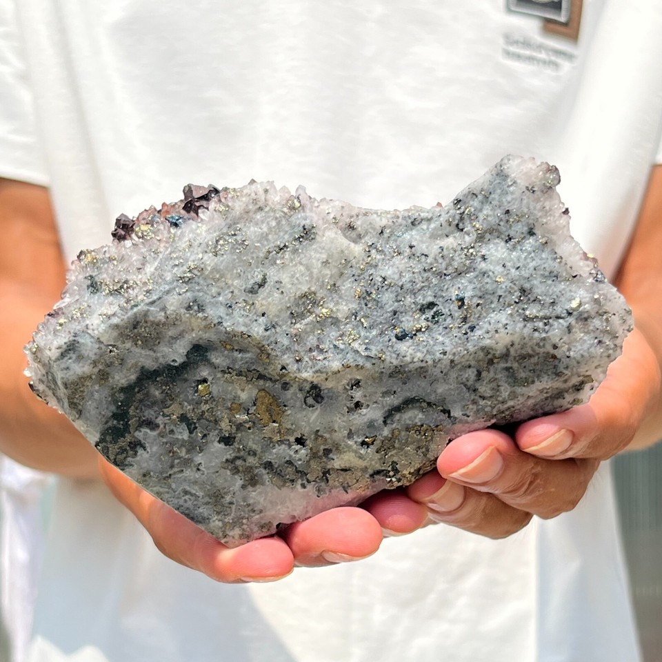 920g Large Natural Red Quartz Crystal Cluster & Pyrite Gold Mineral ...