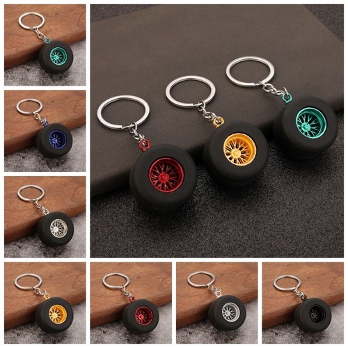 Alloy Rubber Tire Key Holder INS Car Wheel Keychain Unique Cute Pendant ...