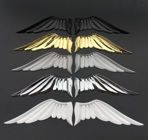 Pair Chrome Metal Angel Wings Auto Car Motorcycle Emblem Badge Decal ...