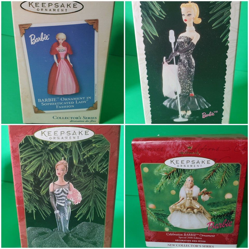 Lot 4 Hallmark Keepsake BARBIE Dolls Christmas Ornaments Collector's ...