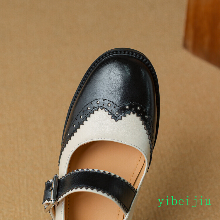 Women's Round Toe Comfort Wing Tip Mary Jane Genuine Leather Brogue ...