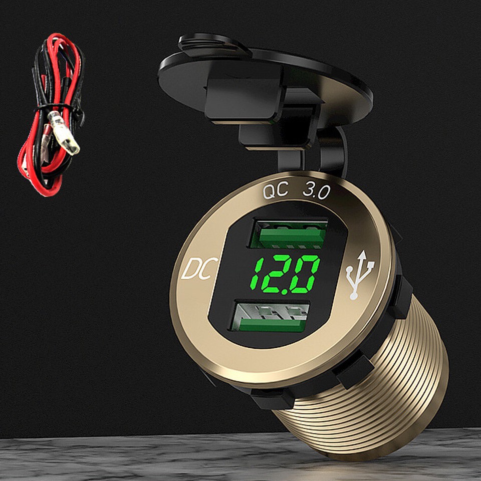 Car Cigarette Lighter Socket Plug Aluminum Dual USB Port LED Voltmeter ...