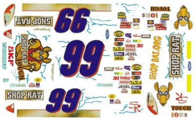 #99 Carl Edwards Shop Rat Ford 1/24th Scale Peel N Stick Tear Proof ...