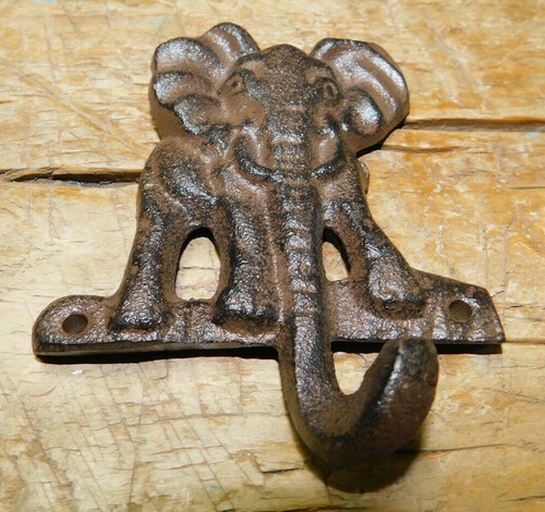 Cast Iron ELEPHANT Towel Hanger Coat Hat Hooks Key Rack Hook CIRCUS ...