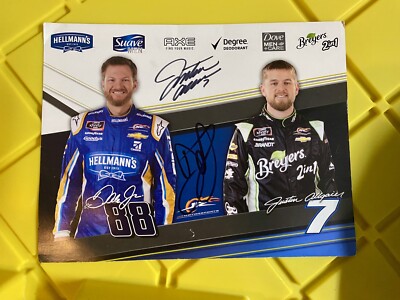 SIGNED Dale Jr & Justin Allgaier 2018 BREYERS XFINITY Rare 8X10 Hero ...