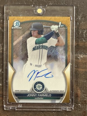 JONNY FARMELO 2023 BOWMAN CHROME DRAFT 1ST GOLD SHIMMER AUTO /50 Q1360 ...