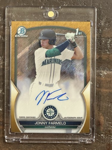 JONNY FARMELO 2023 BOWMAN CHROME DRAFT 1ST GOLD SHIMMER AUTO /50 Q1360 ...