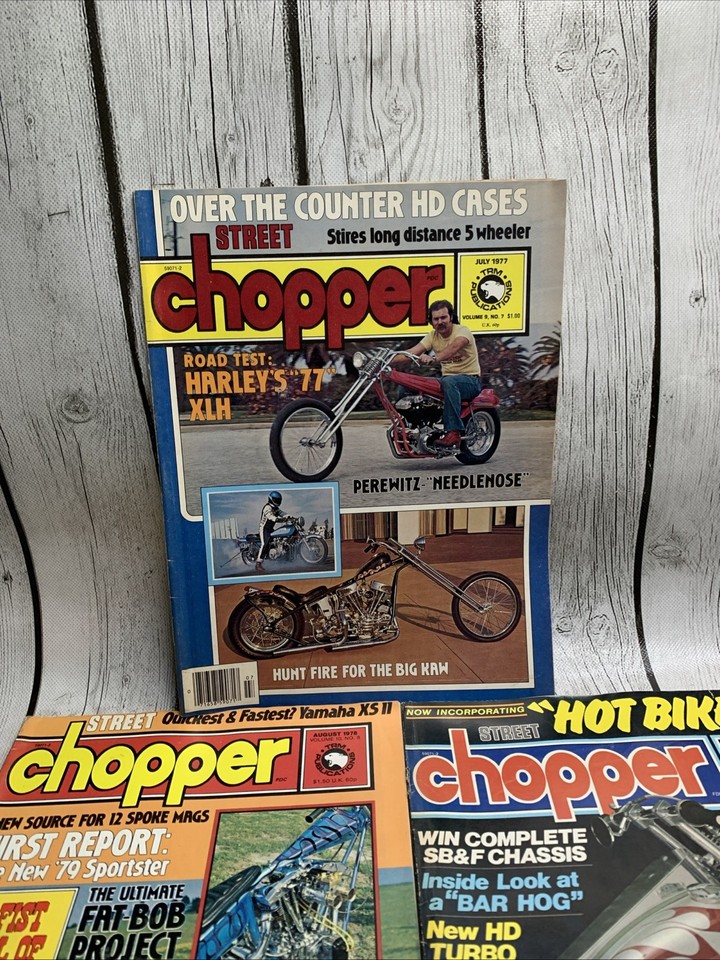 Street Chopper Magazine Lot Of 3 Different Harleys 77 | eBay