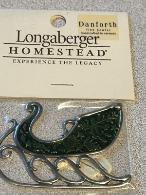 NEW in bag Longaberger Danforth Pewter GREEN Sleigh Tie-on | eBay