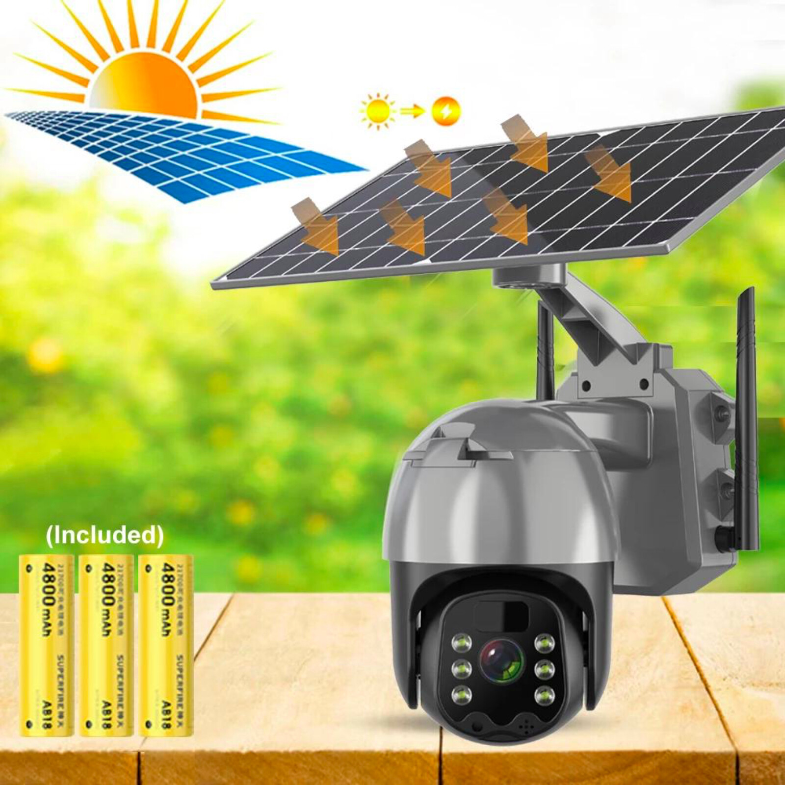 Solar Power 4MP Camera Pan/Tilt/Zoom 4G Wifi Wireless Security HD Video ...