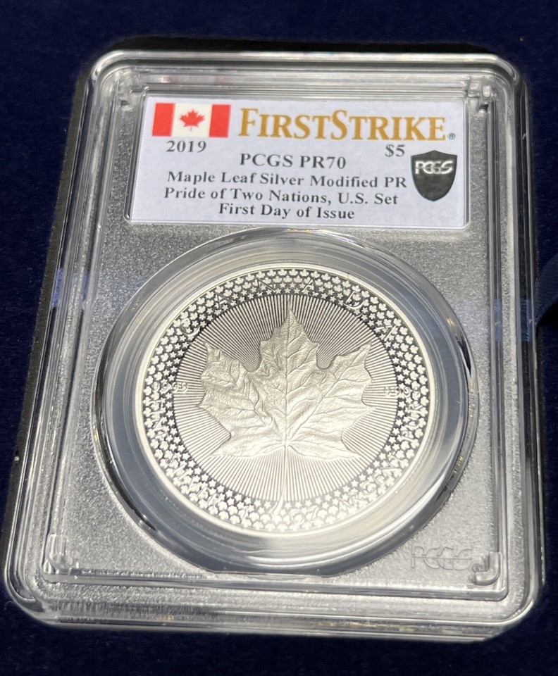 2019 PCGS PR70 Pride Of Two Nations Silver Eagle Dollar MERCANTI + Maple Leaf $5 | eBay