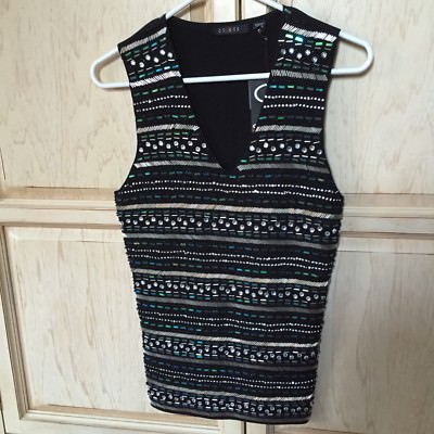 CYRUS BEADED SEQUIN V-NECK KNIT TOP - BLACK - MEDIUM - *NWT* | eBay