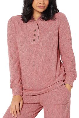 AnyBody Brushed Sweater Rib Button Up Top Rio Red | eBay