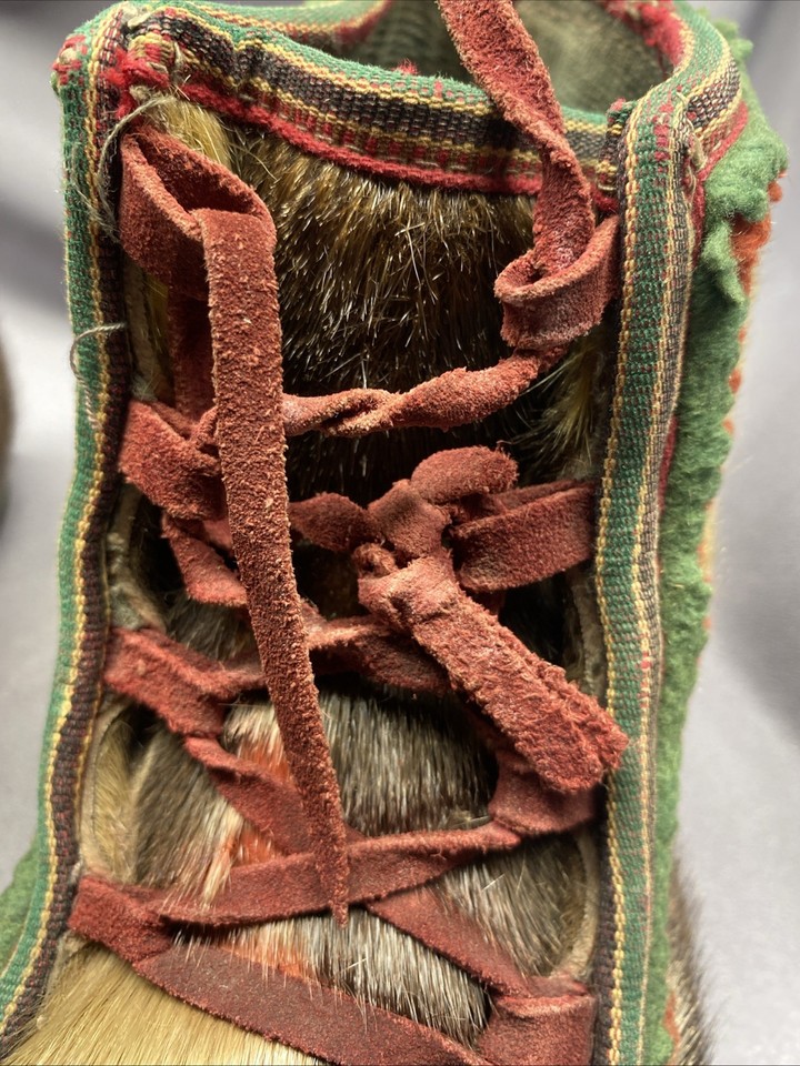VTG Authentic Sami Lapland Reindeer Fur Shoes Scandinavia Pointed Toe ...