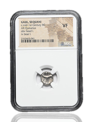 CELTIC, Central Gaul. Sequani. 1st Century BC. Quinarius, Boar, NGC VF ...