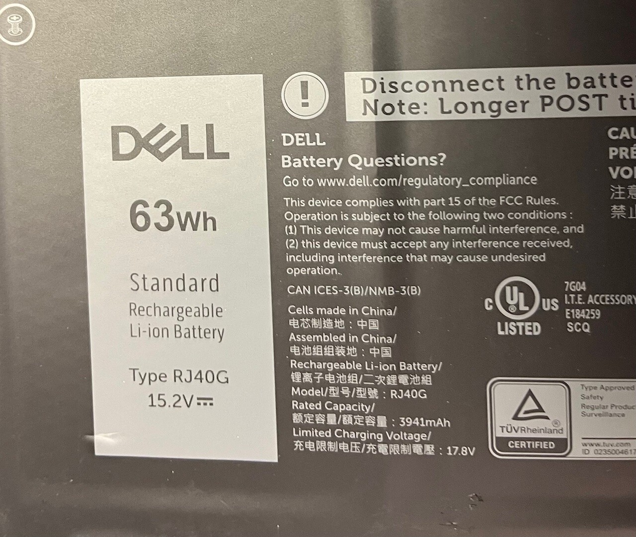 Lot of 5 OEM RJ40G 63Wh Battery for Latitude 14 5420 15 5520 - BIOS ...