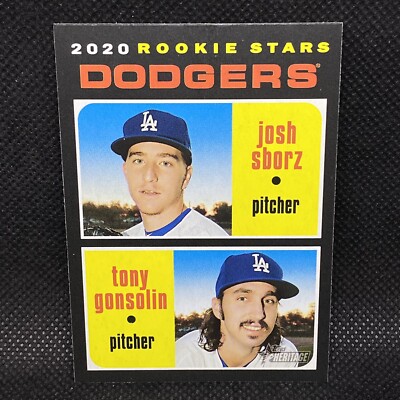 2020 Topps Heritage Tony Gonsolin & Josh Sborz RC Los Angeles Dodgers ...