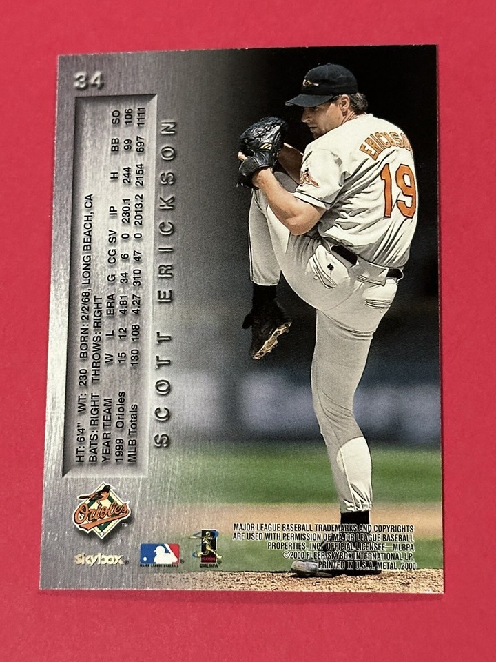 2000 Skybox Metal Scott Erickson #34 Baltimore Orioles (B) | eBay