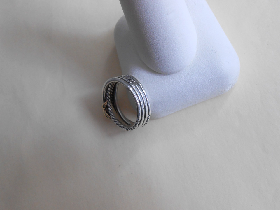 $295 David Yurman Sterling Silver and 18k YG X Crossover Band Ring Size ...