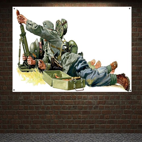 WW II GER Mortar Infantry Banners Wall Painting Flag Military War Art ...