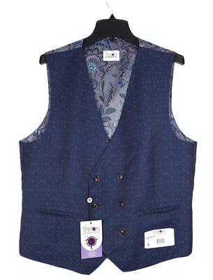 Tayion Men's Classic-Fit Stretch Jacquard Suit Vest Navy/Purple Floral ...