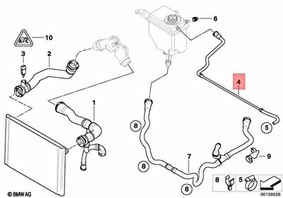 Genuine BMW E60 E61 E63 Cooling System Water Hose Vent Pipe OEM ...