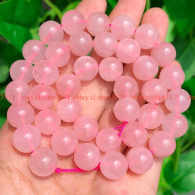 Genuine 10mm Natural Pink Quartz Round Gmstone Loose Beads DIY Jewelry ...